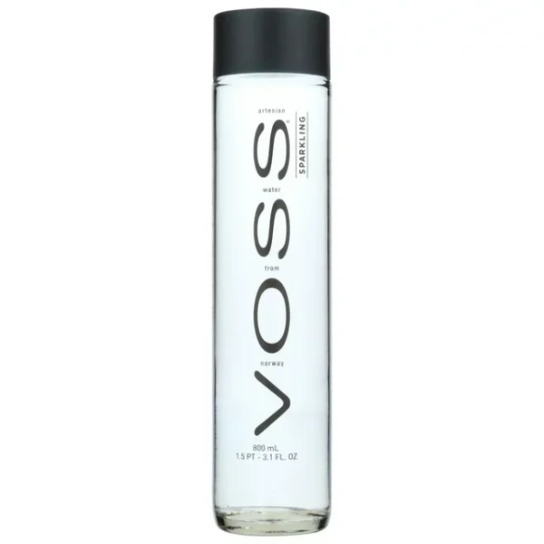 Voss Sparkling Glass Water Bottle 800 ml EMPTY Black Cap 27.1 oz ...